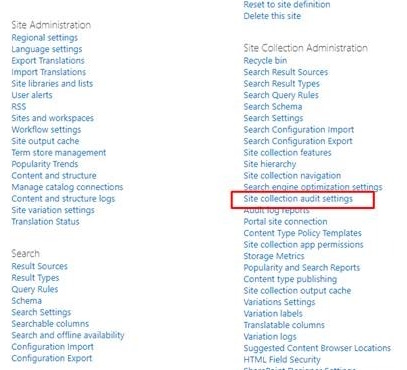 Configure Or Change The Audit Settings In SharePoint Online